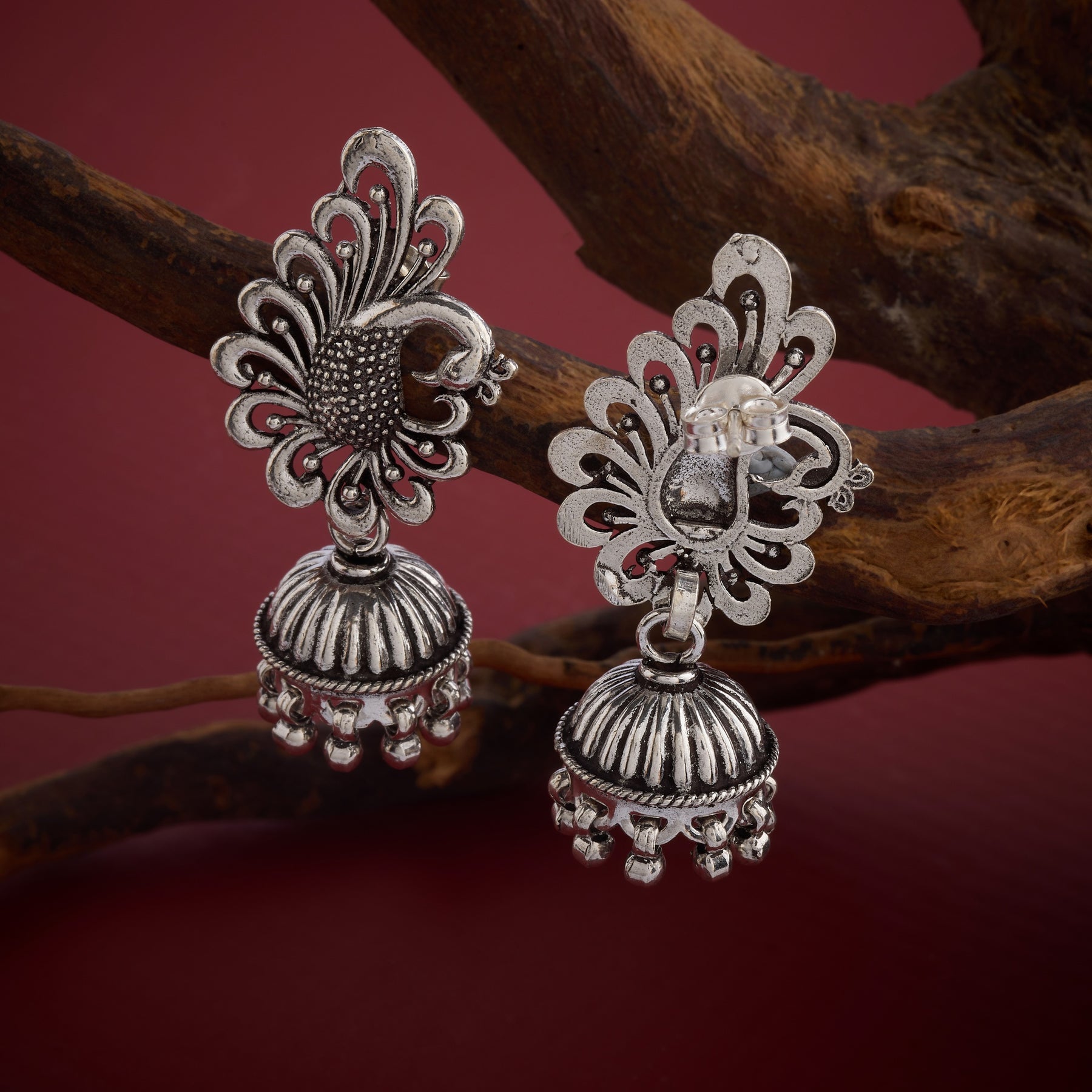 Adiva Oxidised Jhumki